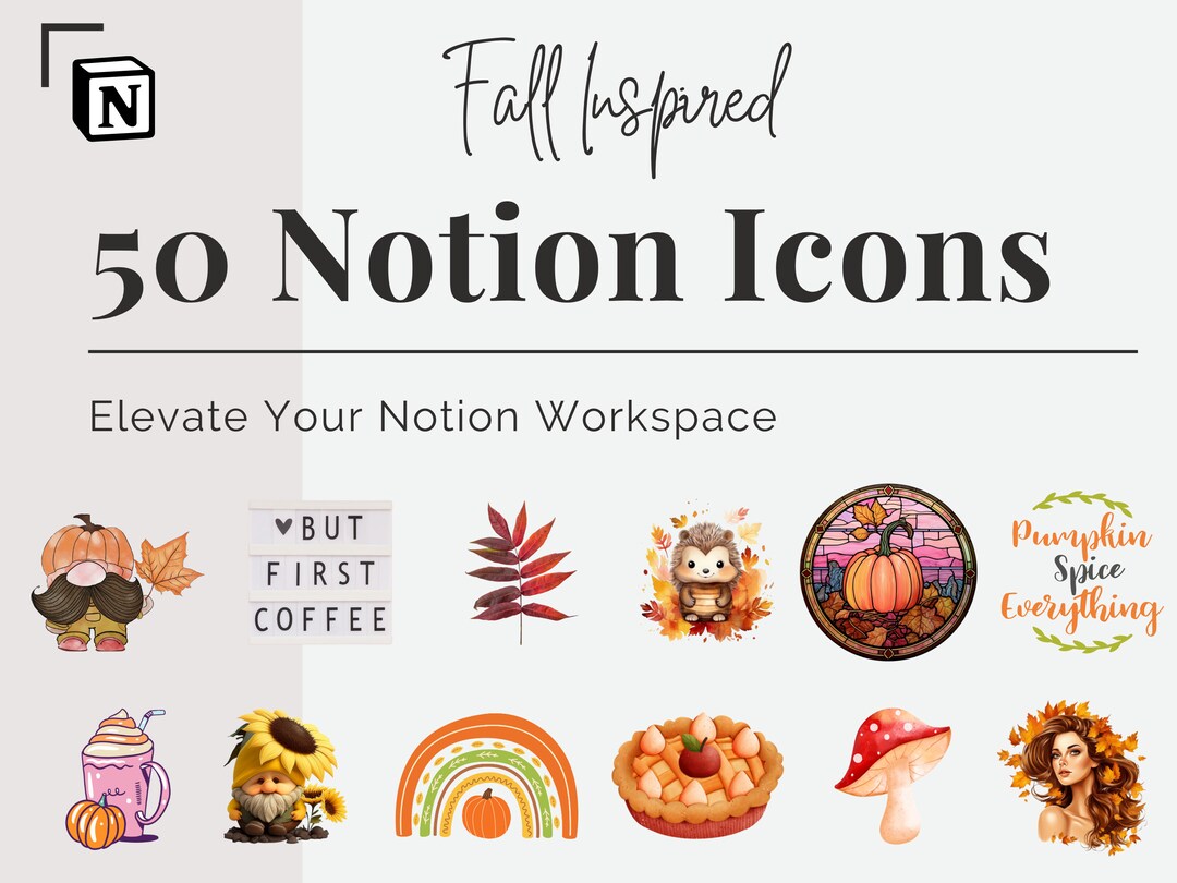 40 Notion Icons | Fall Inspired Notion Planner Icons | Desktop Icons ...