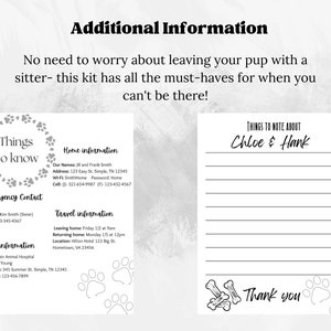 Dog Sitting Instruction Template - Printable Digital Download - Etsy
