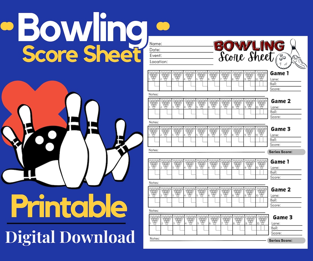 Printable Bowling Score Sheet | Track Your Game With Ease | Perfect for ...