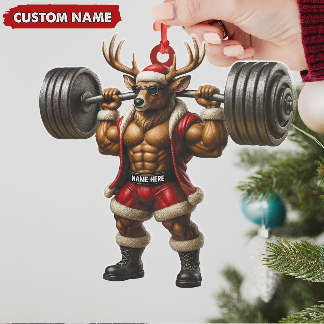 Personalized Acrylic Muscle Deer Christmas Ornament - Custom ...
