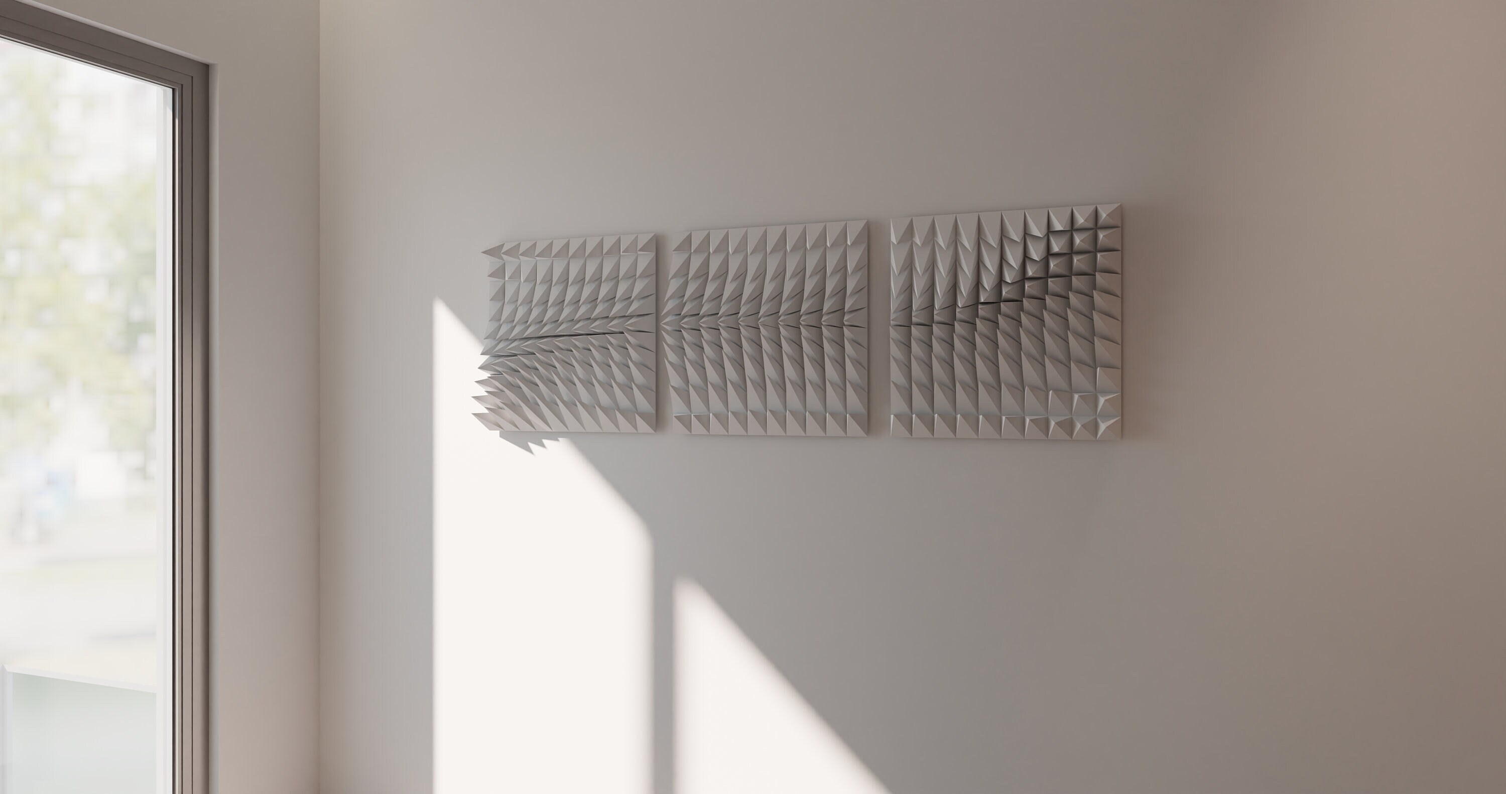 3D Printed Wall Art - Set of Three White Wall Sculpture - Parametric ...