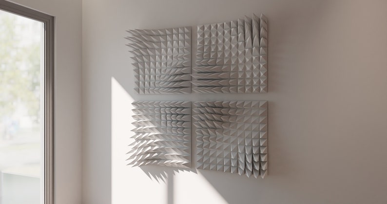 3D Printed Wall Art White Geometric Spikes Wall Sculpture Abstract Home ...