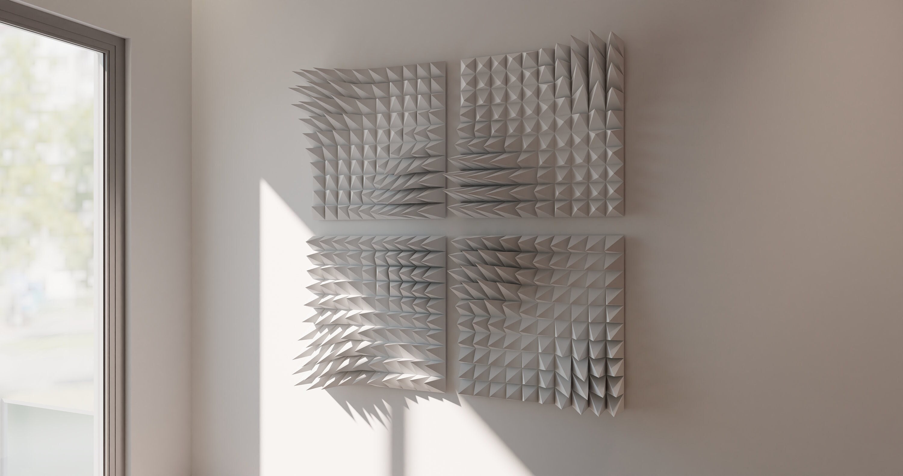 3D Printed Wall Art White Geometric Spikes Wall Sculpture Abstract Home ...