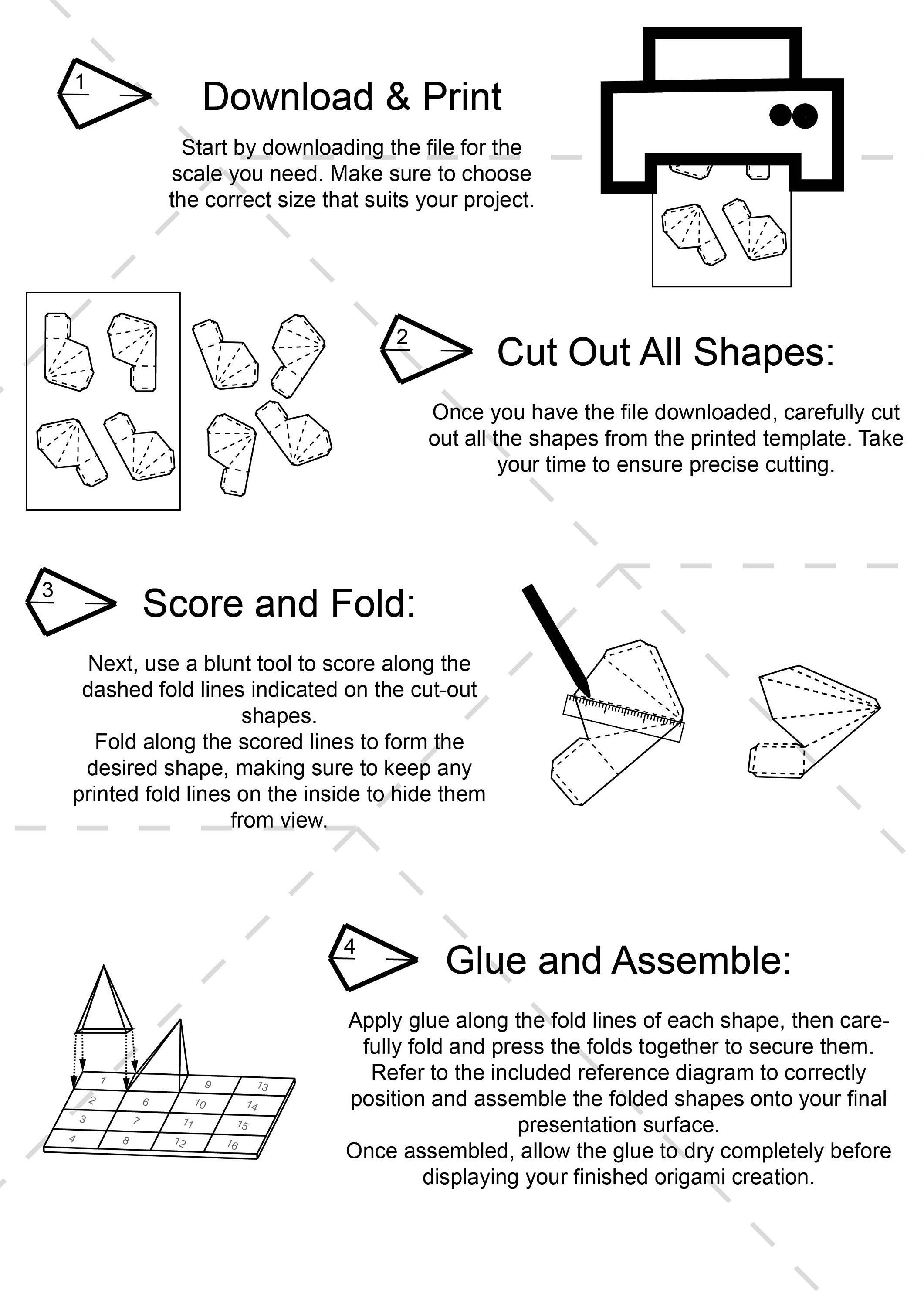 DIY 3D Paper Wall Art, Origami Wall Decor, Parametric Papercraft ...