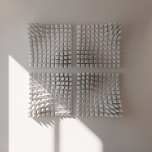3D Printed Wall Art White Geometric Spikes Wall Sculpture Abstract Home ...