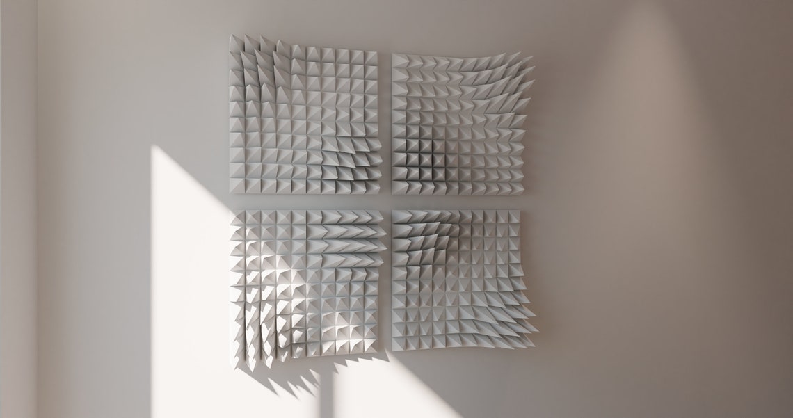 3D Printed Wall Art White Geometric Spikes Wall Sculpture Abstract Home ...