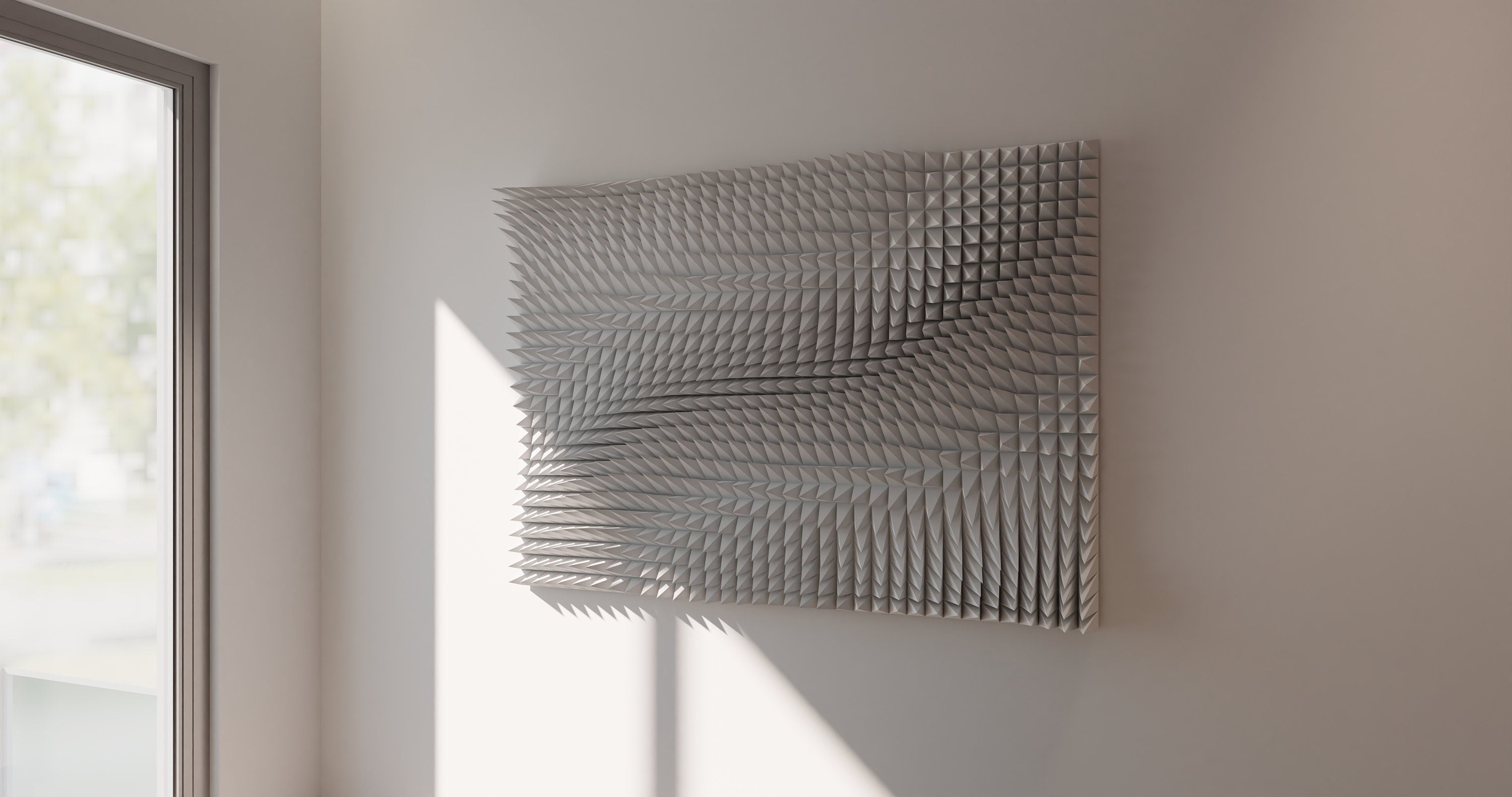 Elegant White 3D Printed Wall Art - Contemporary Geometric Spike Mesh ...