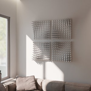 3D Printed Wall Art White Geometric Spikes Wall Sculpture Abstract Home ...