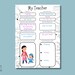 All About My Teacher Printable Kids Fill Out PDF Instant Digital ...