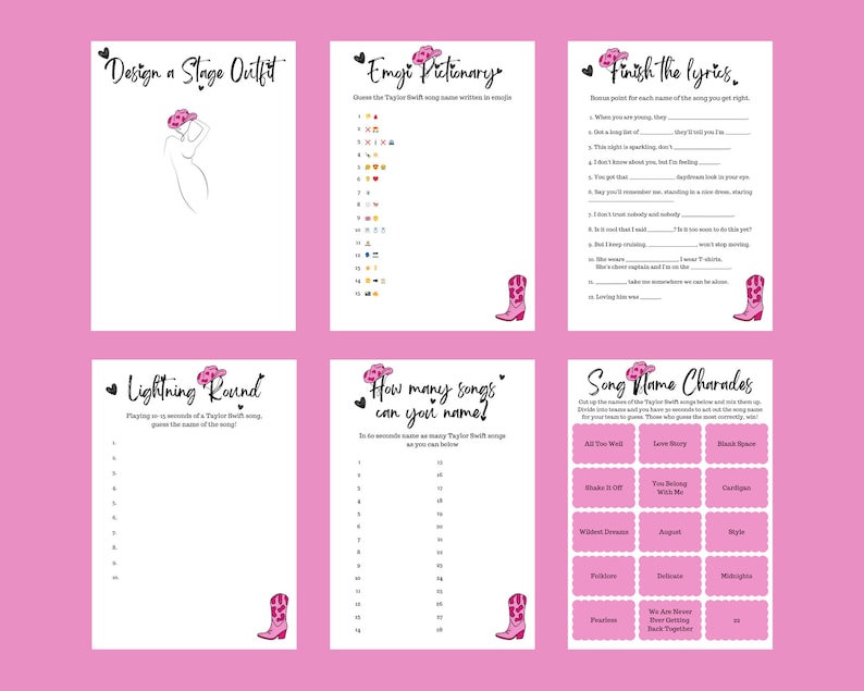 Taylor Swift Party Games Pack | Printable Swiftie Games, Taylor Trivia ...