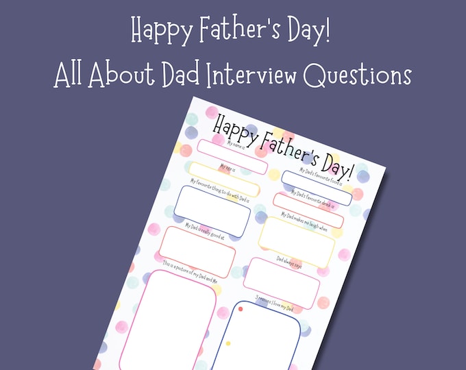 Father's Day Printable Interview for Kids, Includes Grandpa Interview ...