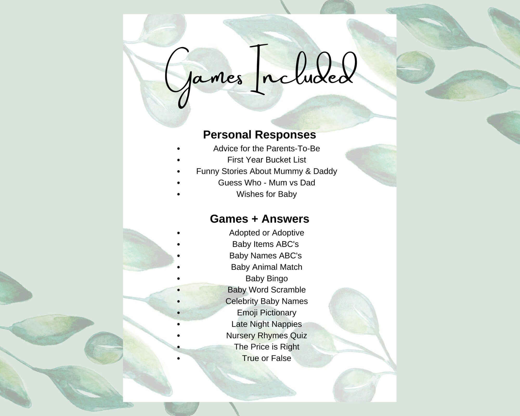 Surrogacy Baby Shower Games Bundle: Digital Download Surrogate Baby ...