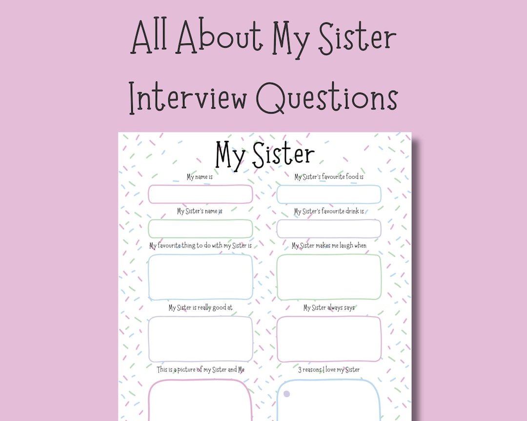 All About My Sister Questionnaire | Personalised Birthday Card Keepsake ...