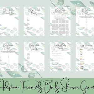 Adoption-friendly Baby Shower Games Bundle: Digital Download With Green ...