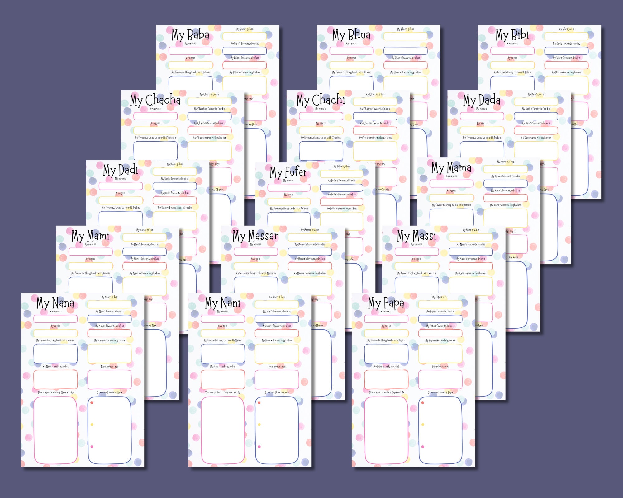 All About My Nanny Questionnaire | Personalised Birthday Card Keepsake ...