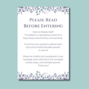 Gestational Carrier Birth Hospital Door Sign | Printable Birth ...