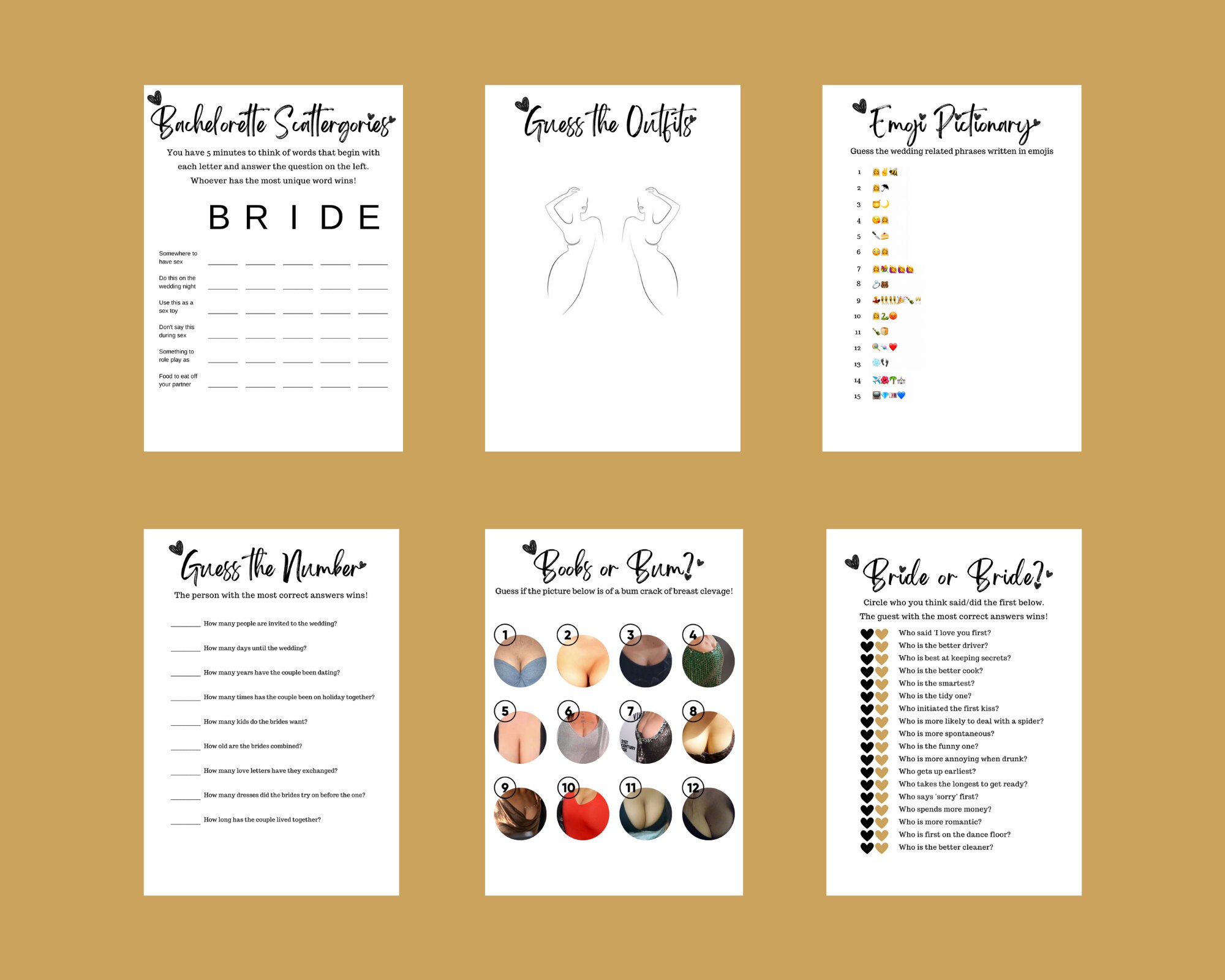 Lesbian Hen Do Games Bundle Fun LGBTQ Bachelorette Party Activities ...