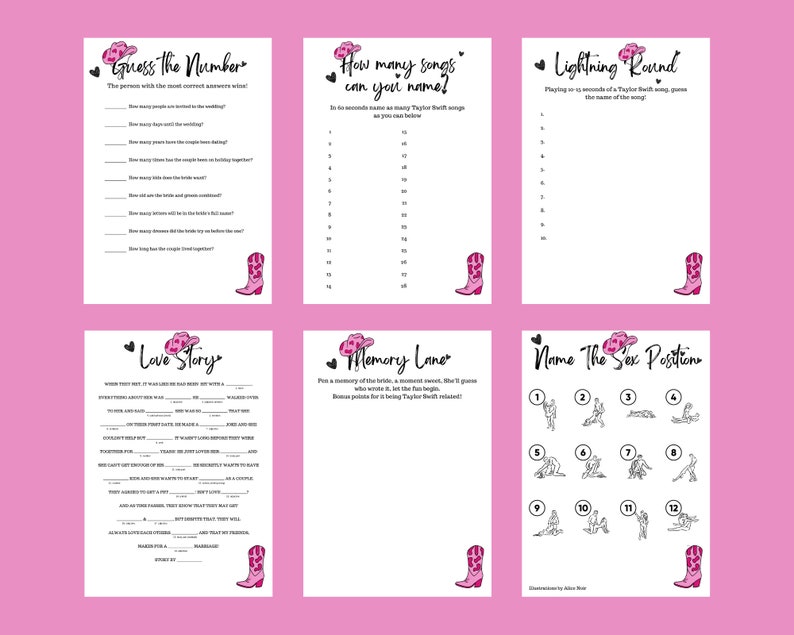 Taylor Swift Hen Do Party Games Pack | Pink Bridal Shower Fun | Swiftie ...