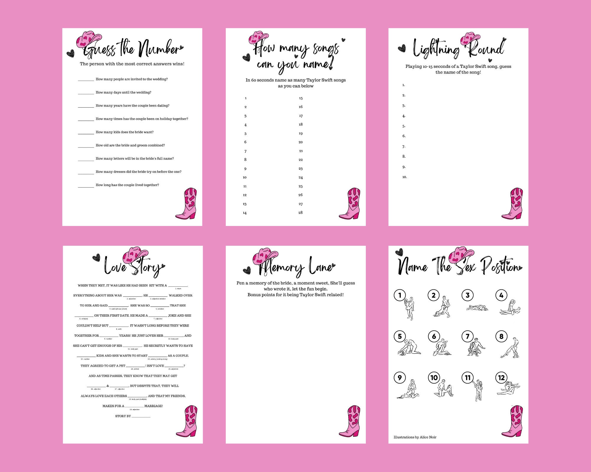 Taylor Swift Hen Do Party Games Pack | Pink Bridal Shower Fun | Swiftie ...