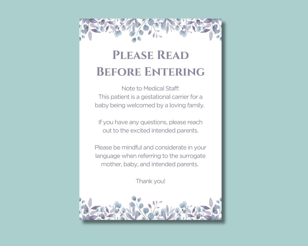 Gestational Carrier Birth Hospital Door Sign | Printable Birth ...