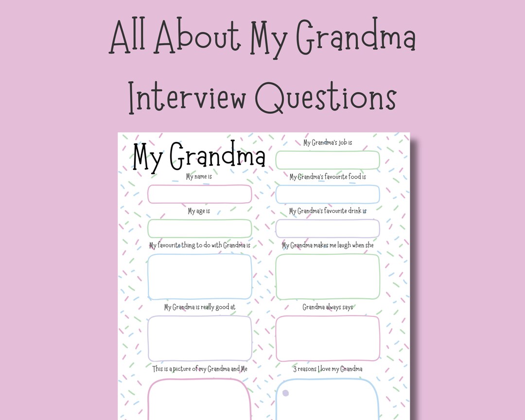 All About My Grandma Questionnaire Personalised Birthday Card Keepsake ...