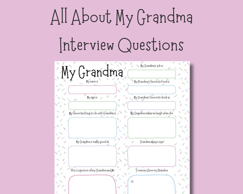 All About My Grandma Questionnaire Personalised Birthday Card Keepsake ...