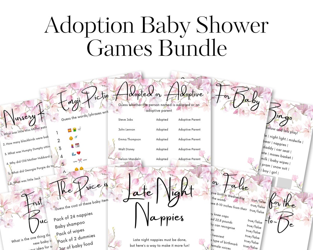 Adoption-friendly Baby Shower Games Bundle: Digital Download With Pink ...