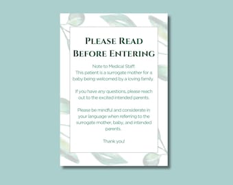 Gestational Carrier Birth Hospital Door Sign | Printable Birth ...
