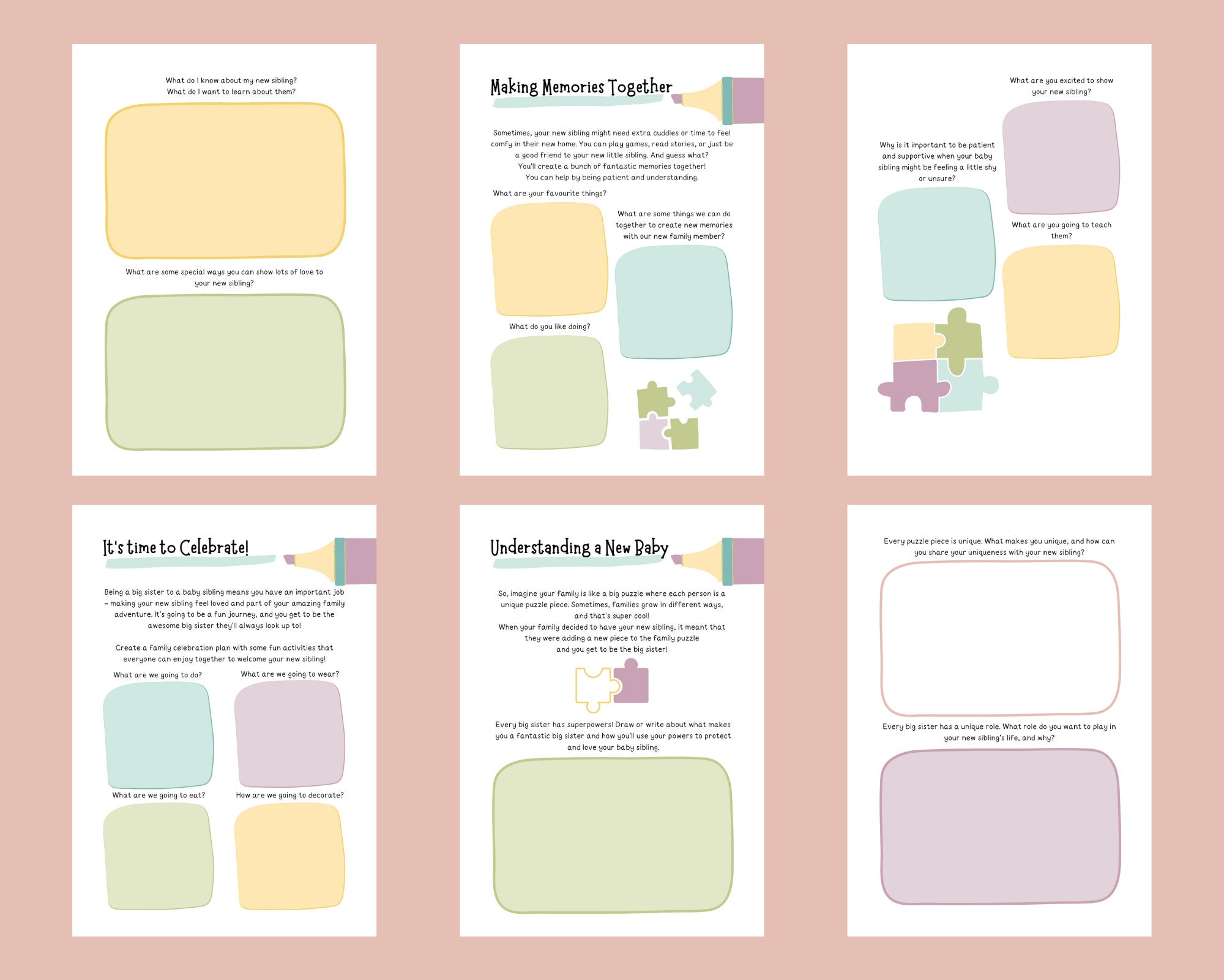 Personalised Big Sister Adventure Journal: Big Sibling Guide. Kids' New ...