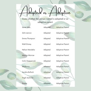 Adoption-friendly Baby Shower Games Bundle: Digital Download With Green ...
