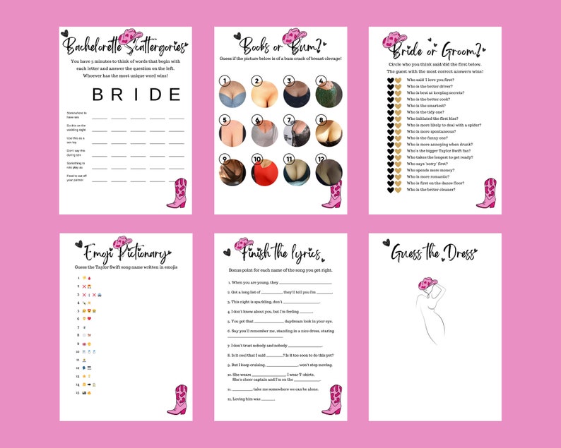 Taylor Swift Hen Do Party Games Pack Bridal Shower Fun Swiftie Themed ...