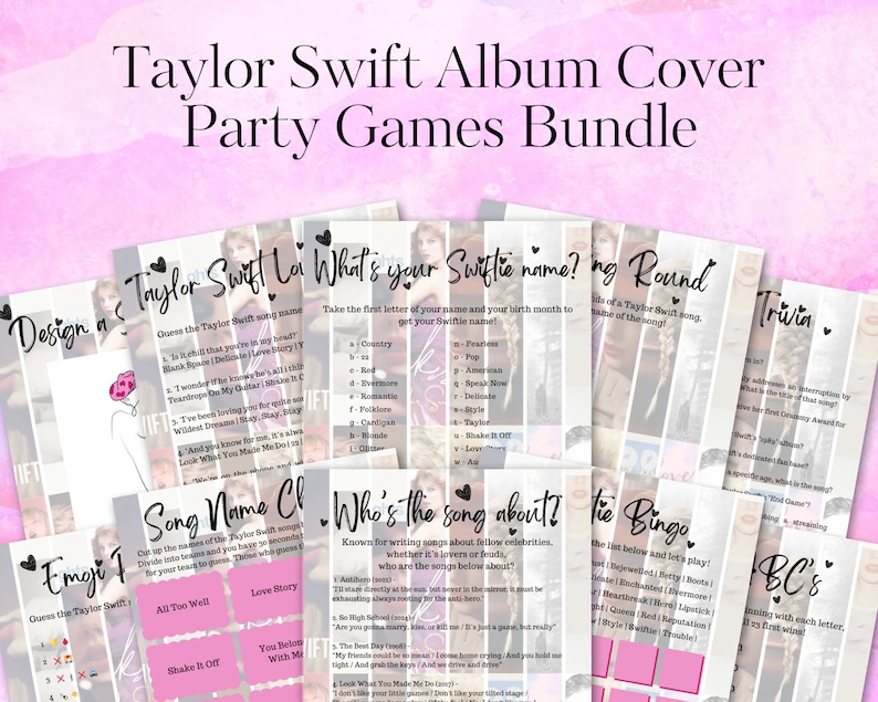 Taylor Swift Party Games Pack | Printable Swiftie Games, Taylor Trivia ...