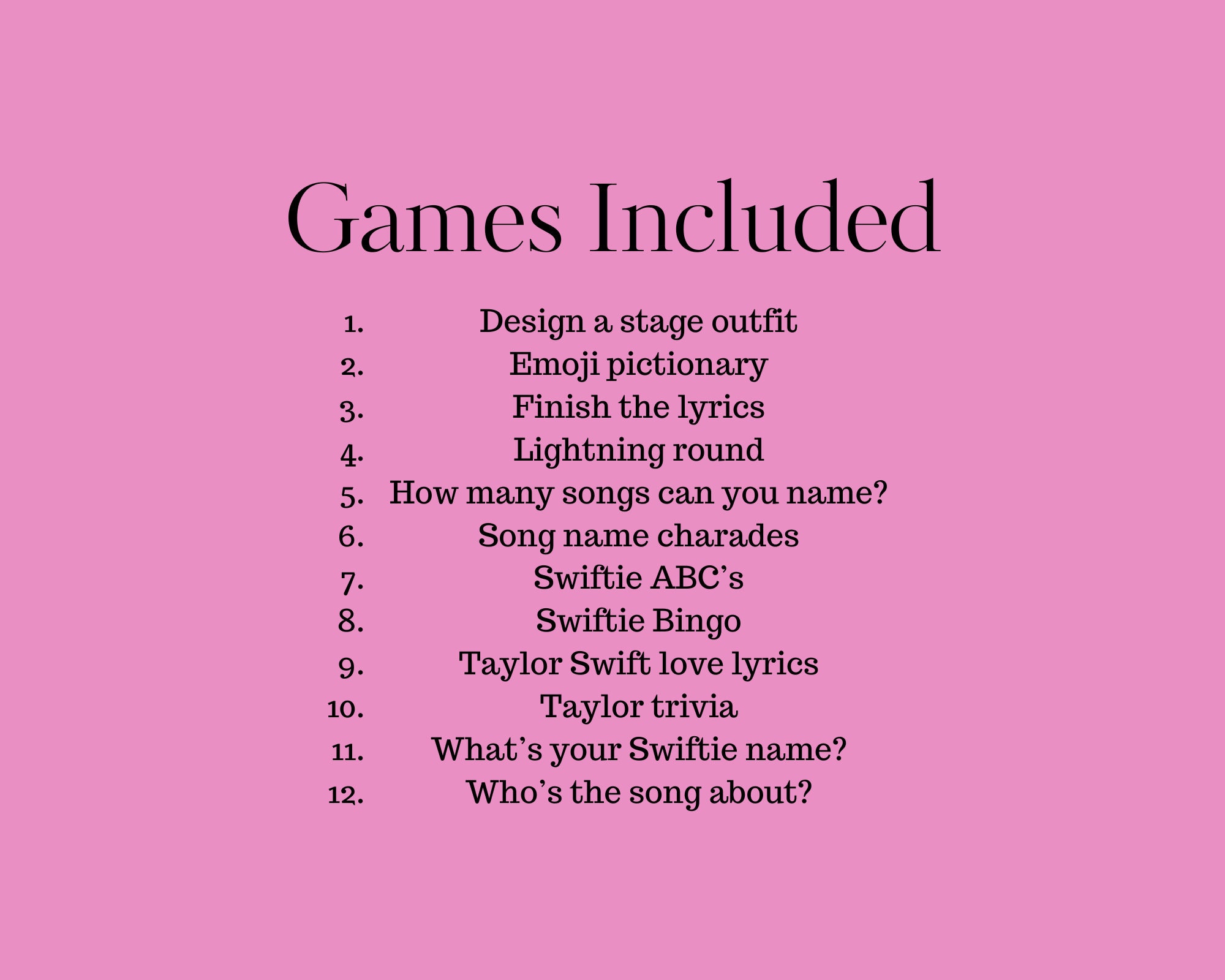 Taylor Swift Party Games Pack Printable Swiftie Games, Taylor Trivia ...