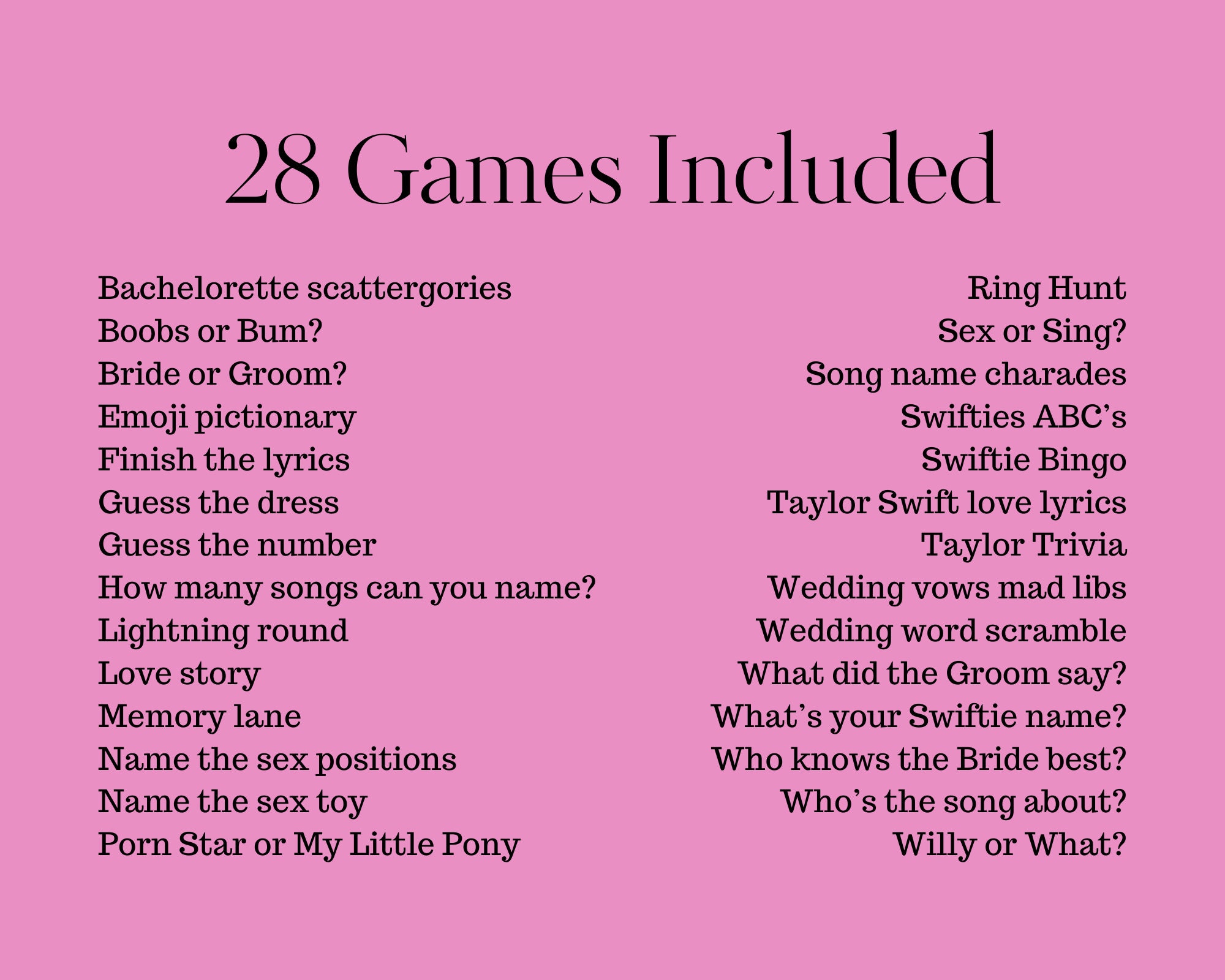 Taylor Swift Hen Do Party Games Pack Bridal Shower Fun Swiftie Themed ...