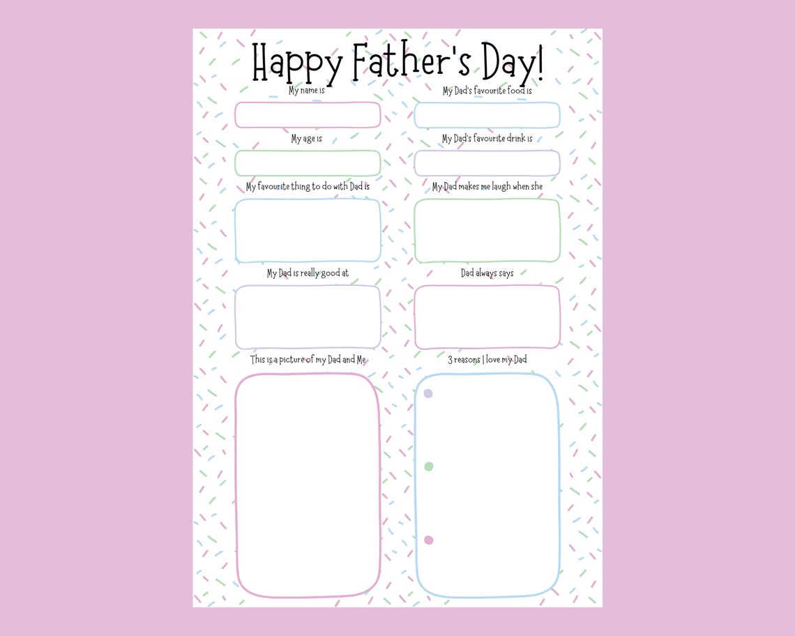 Happy Father's Day Gift All About My Dad Questionnaire Personalised ...