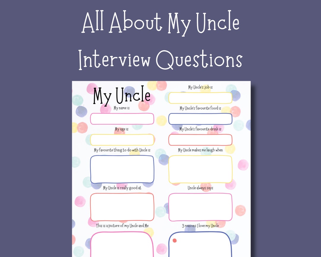 All About My Uncle Questionnaire | Personalised Birthday Card Keepsake ...