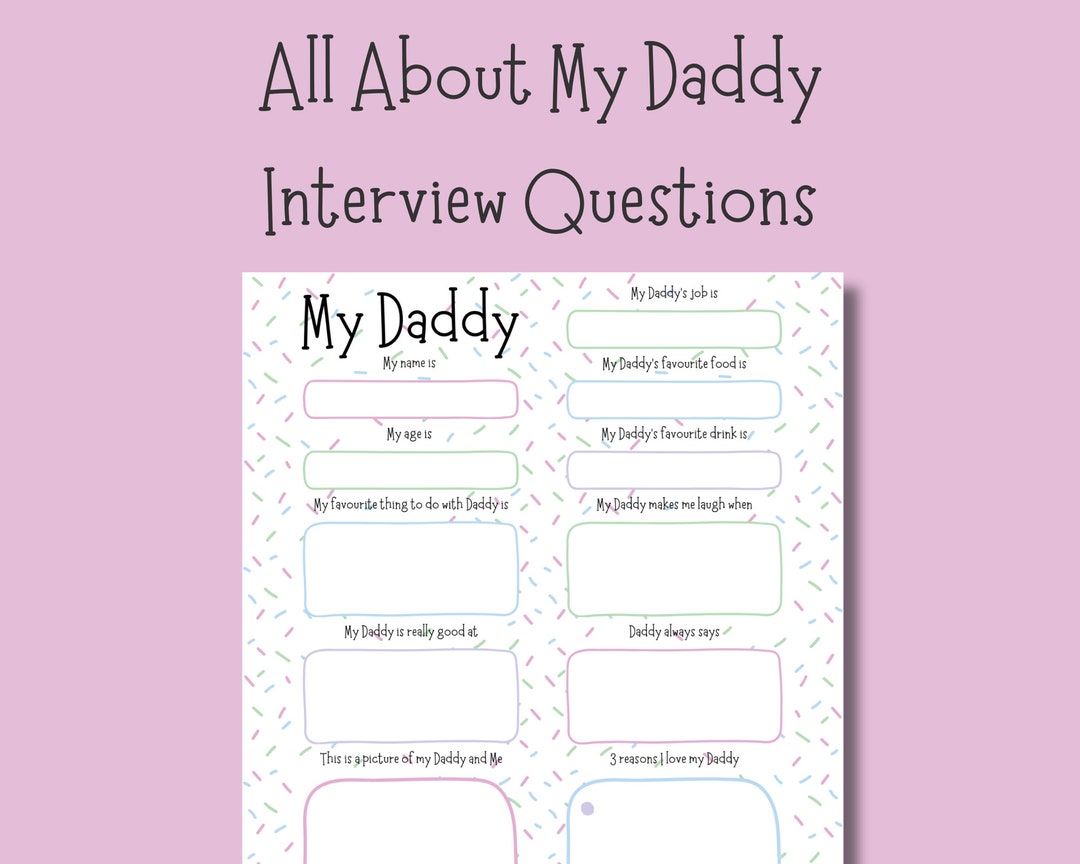 All About My Daddy Questionnaire | Personalised Birthday Card Keepsake ...