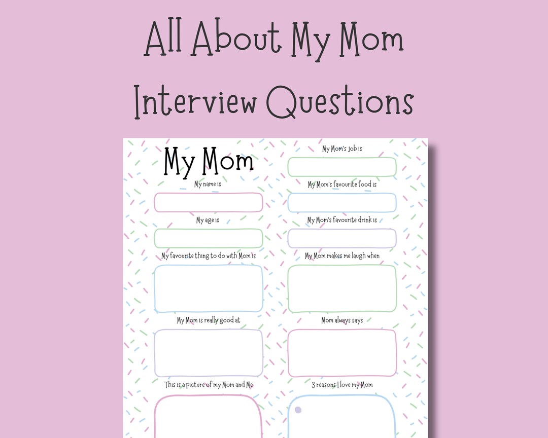 All About My Mom Questionnaire | Personalised Birthday Card Keepsake ...