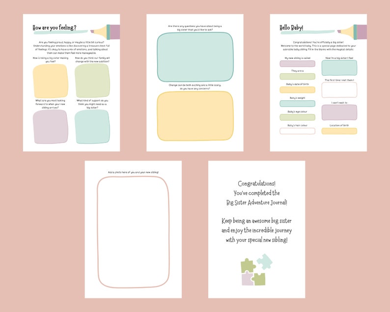 Personalised Big Sister Adventure Journal: Big Sibling Guide. Kids' New ...