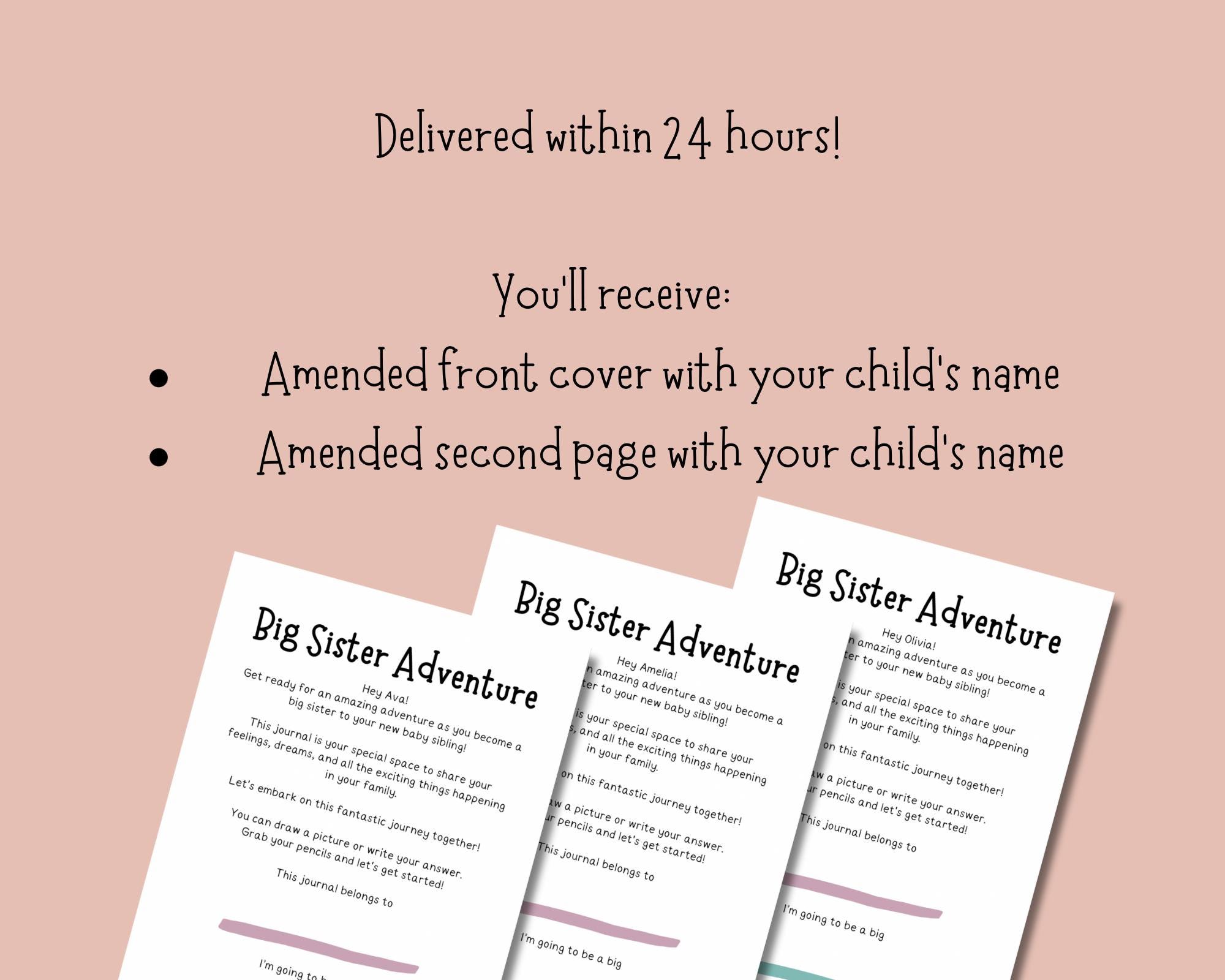 Personalised Big Sister Adventure Journal: Big Sibling Guide. Kids' New ...