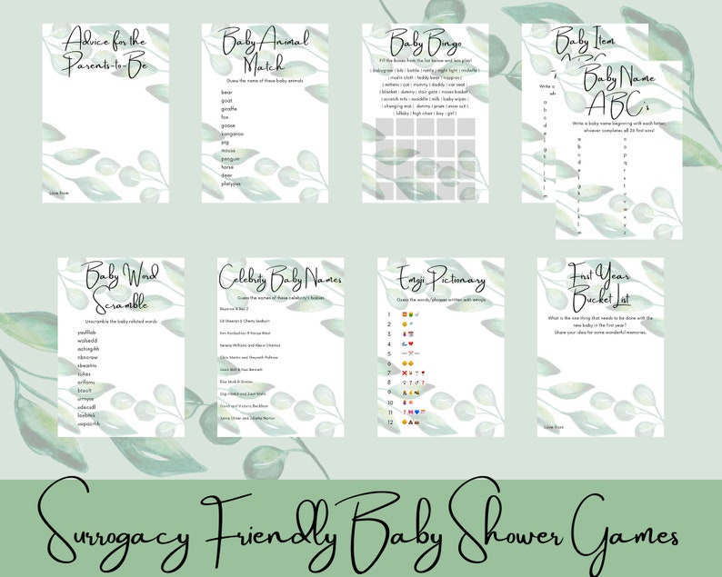 Surrogacy Baby Shower Games Bundle: Digital Download Surrogate Baby ...