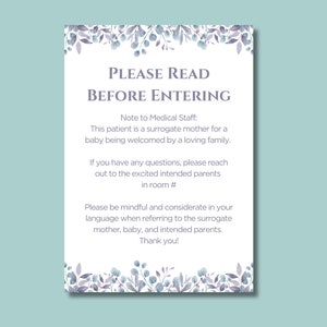 Surrogate Birth Hospital Door Sign | Printable Birth Announcement ...