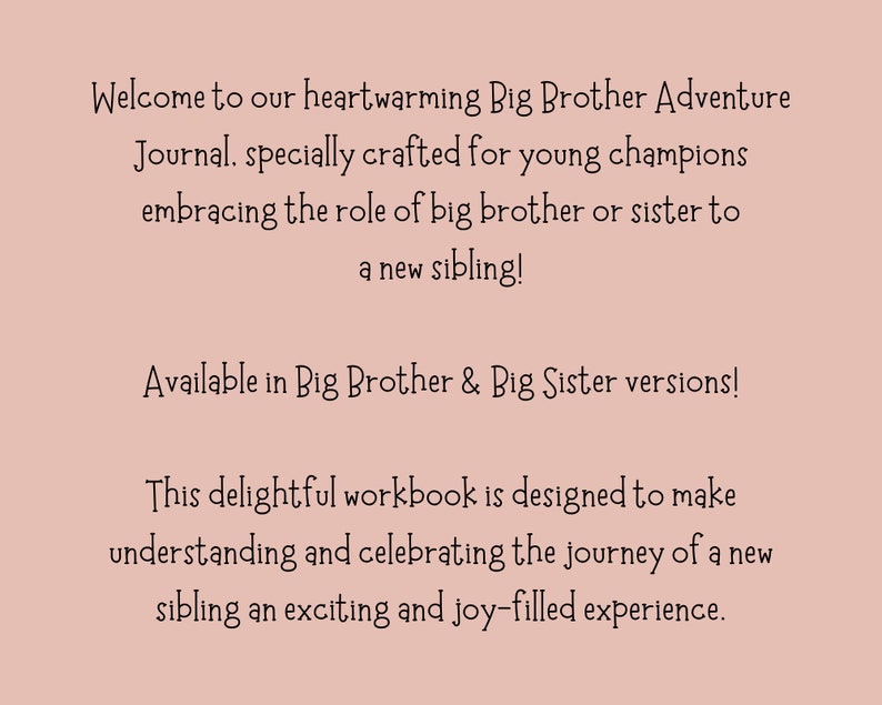 Personalised Big Sister Adventure Journal: Big Sibling Guide. Kids' New ...