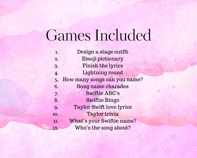 Taylor Swift Party Games Pack | Printable Swiftie Games, Taylor Trivia ...