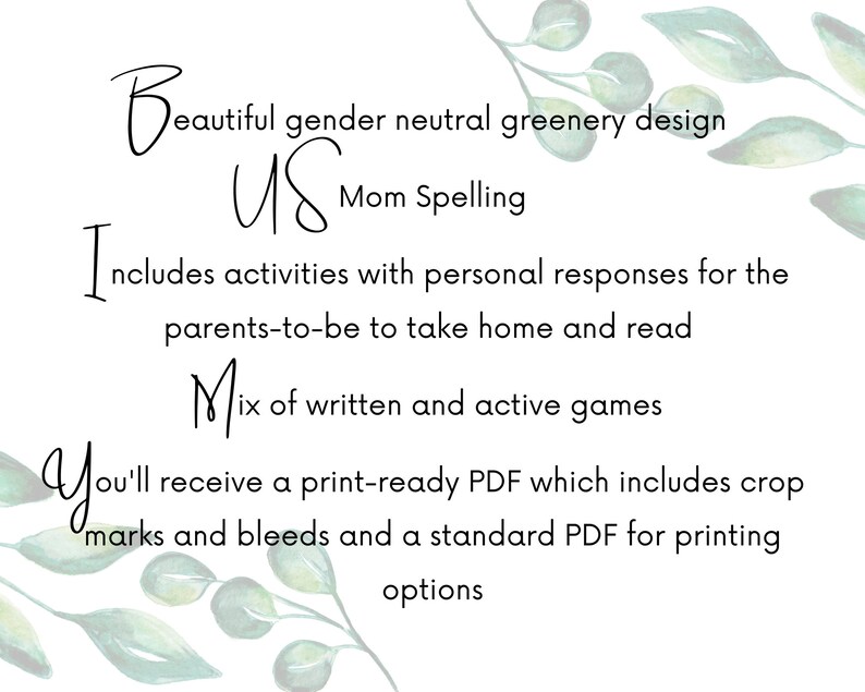 Adoption-friendly Baby Shower Games Bundle: Digital Download With Green ...