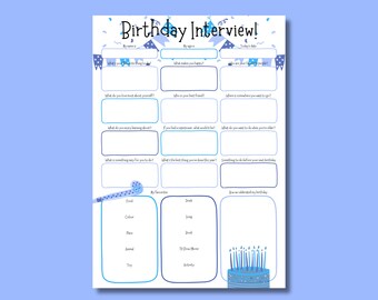 Kids Birthday Interview Pink Party Printable Fun Questionnaire Digital ...