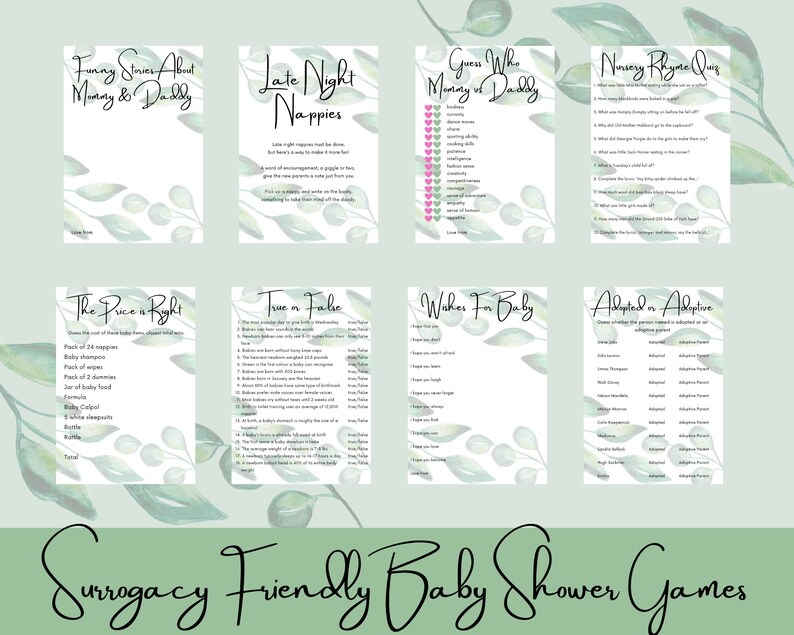 Surrogacy Baby Shower Games Bundle: Digital Download Surrogate Baby ...
