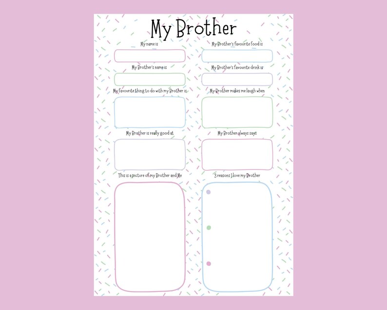 All About My Brother Questionnaire | Personalised Birthday Card ...