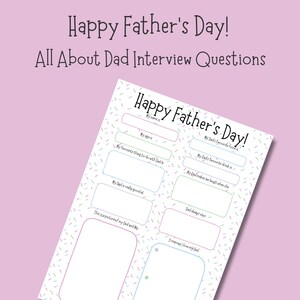 Happy Father's Day Gift All About My Dad Questionnaire Personalised ...