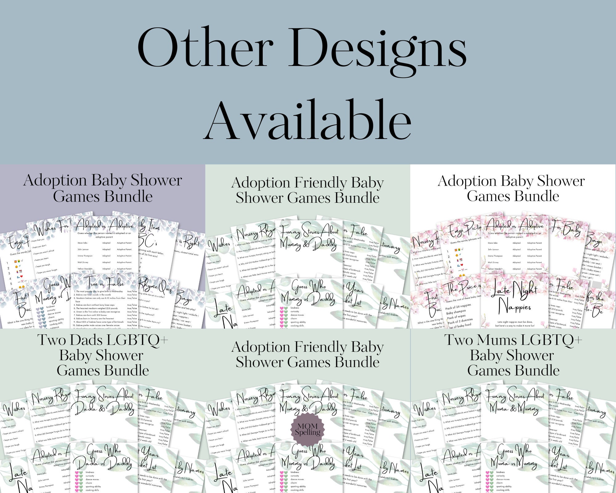 Adoption-friendly Baby Shower Games Bundle: Digital Download With Green ...